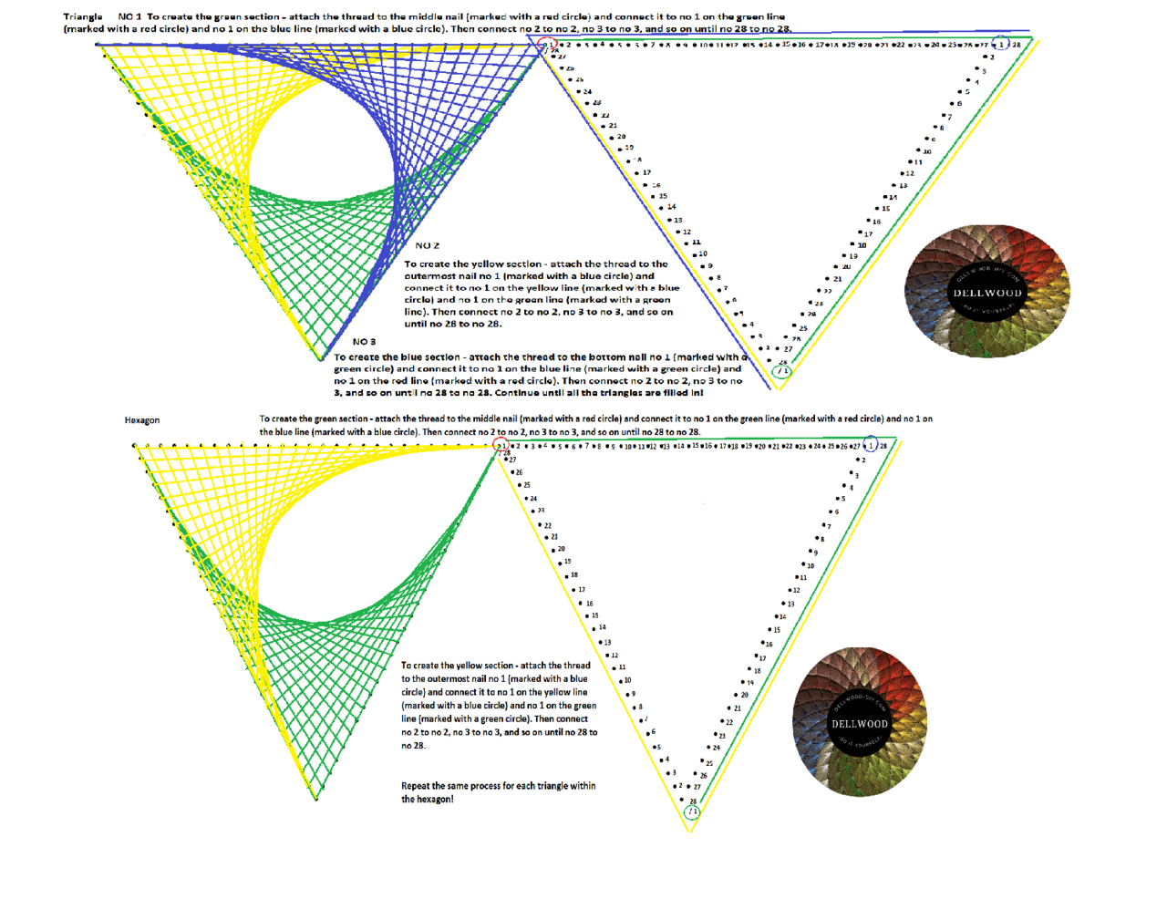 String art: How to do "Triangle with a hexagon" -#1 Beginner Guide ...